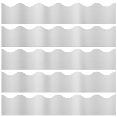 Jspupifip 72 Pack 78 Ft Silver Bulletin Board Borders,Sliver Wavy ...