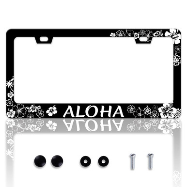 Aloha License Plate Frame Hibiscus Flower License Plate Frames ...