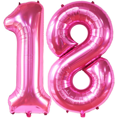 KatchOn, Hot Pink 18 Balloon Numbers - 40 Inch | Pink 18 Birthday ...