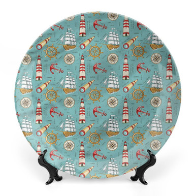 XISUNYA 8 Inch Decorative Plate, Nautical Dinner Plate, Sailing Theme ...