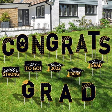 Large, Graduation Yard Signs with Stakes - 17 Pieces | Congrats Grad ...