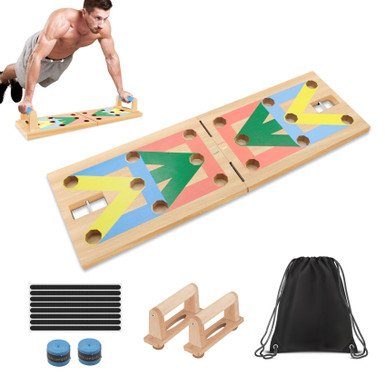 Wooden Push Up Board, Foldable Workouts Pushup Board for Men & Women ...