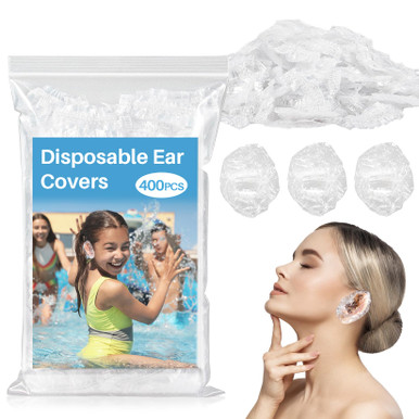 MAQIHAN 400 Pack Disposable Ear Covers - Plastic Ear Covers Waterproof ...