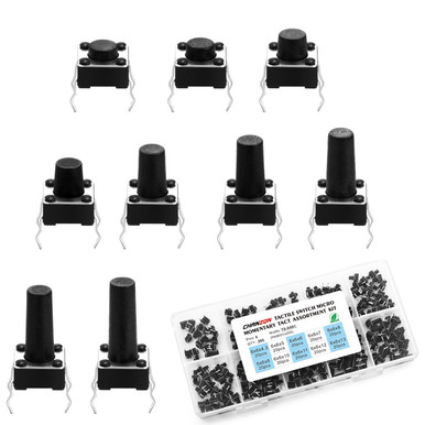 Chanzon 200Pcs Tact Switch Kit 6x6 mm 4 pin Tactile Push Button Micro ...