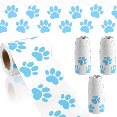 3 Rolls Blue Dog Paw Print Bulletin Board Borders, Puppy Paws Bulletin ...