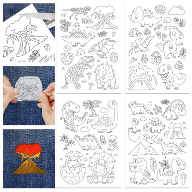 GLOBLELAND 70Pcs Dinosaur Pattern Water Soluble Hand Sewing Stabilizers ...