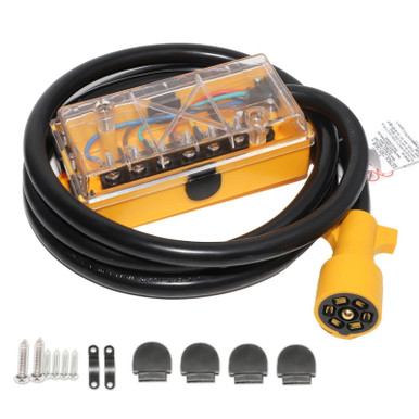MECMO 7 Way Plug Inline Trailer Cord 8Ft w/ 7 Gang Junction Box, UL ...