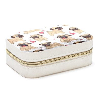JAVENPROEQT Small Travel Jewelry Box for Women Girls, Funny Pugs Dog ...