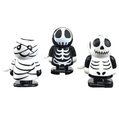Wind-Up Walking Mummy & Skeleton Black and White Party Favor Toy 3 Pack ...