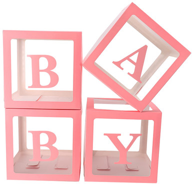 Sooyee Pink Clear Baby Boxes with Letters for Baby Shower,Baby Shower ...