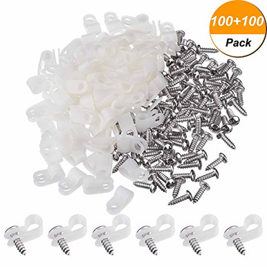 Hicarer 100 Pack 1/4 Inch R-type Clip Cable Fastener Wire Clamp Nylon ...