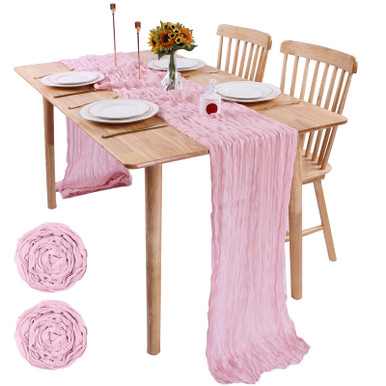 SAJOO Pink Cheesecloth Table Runner Gauze Table Runners 13.3ft 2 Pack ...