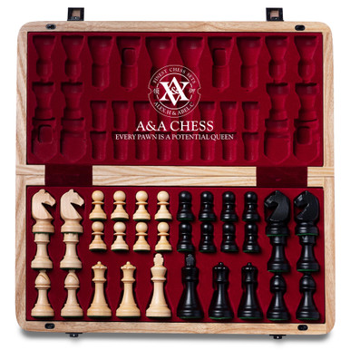 A&A 15 inch Wooden Folding Chess & Checkers Set w/ 3 inch King Height ...