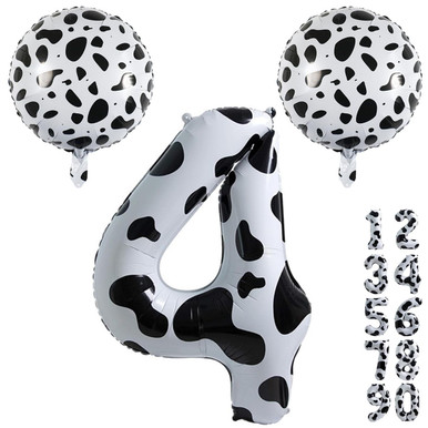 Cow Print Balloon Birthday Decorations Supplies,40 inch Number 4 ...