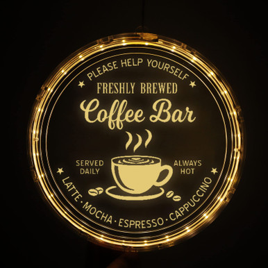 souleather Freshly Brewed Coffee Bar Sign, Coffee Bar Night Light ...