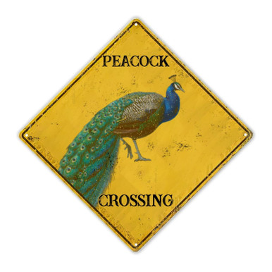Guangpat Watercolor Peacock Crossing Xing Sign Beware of Peacock Metal ...