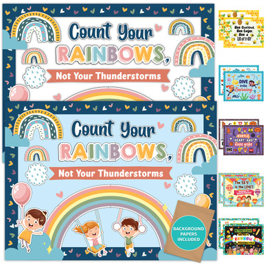66 Pcs Rainbow Bulletin Board Decorations with Background Papers ...