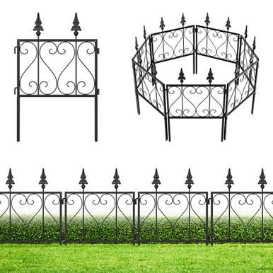 Garden Fence 7 Pack, 23.5in(H) x 8.8ft(L) No Dig Decorative Garden ...