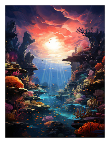 CAPITUNEISKINEPA Colorful Coral Reef Under Sunlight Nature Posters ...