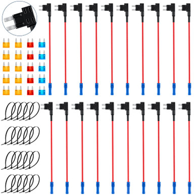 ELECTOP 20 Pack 12V Car Add-a-Circuit Fuse Tap Mini Fuse Adapter Kit ...