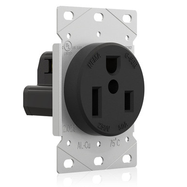 ELEGRP 50 Amps 250V Flush Mounting Power Outlet, NEMA 6-50R Receptacle ...