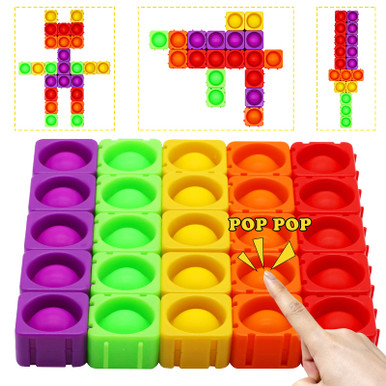 Pngy 25PCS Pop its Fidget Blocks, Pop Fidget Sensory Toys DIY Dimple ...