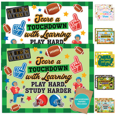 92 Pcs Football Bulletin Board Decorations Set with Background Papers ...