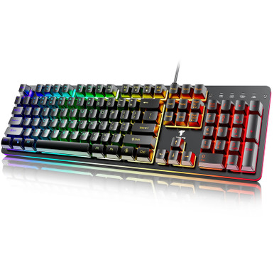 TECURS Membrane Gaming Keyboard - 104 Keys Full Size Programmable RGB ...