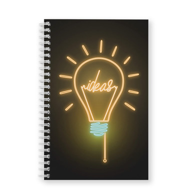 Softcover Bright Ideas Notebook 5.5" x 8.5" Neon Lightbulb Spiral ...