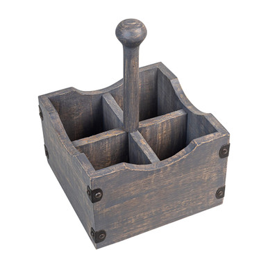 GoCraft Wooden Square Flatware Caddy with 4 Divided Compartments ...