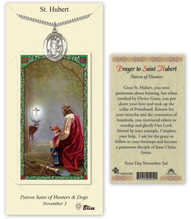 Pewter Saint Hubert of Liege Medal with Laminated Holy Prayer Card ...