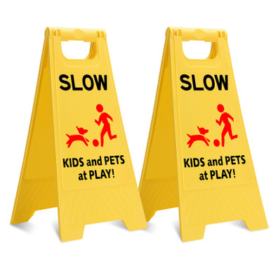 Slow Kids and Pets at Play, 2 Pack Yellow Child Safety & Slow Down ...
