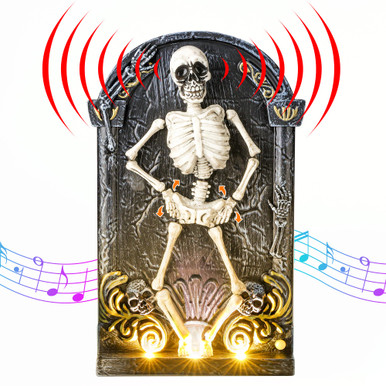 Joomer Halloween Tombstone Skeleton with LED Lights, Motion Sensor ...