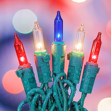 mimigogo 50 Count Red White and Blue Mini String Lights with Green Wire ...