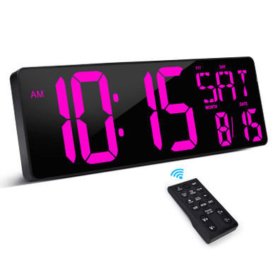 XREXS Large Digital Wall Clock with Remote Control, 16.5 Inch LED Large ...