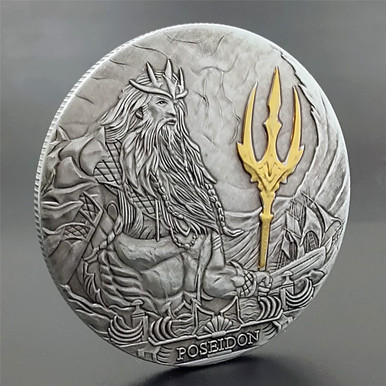Roman Empire Ancient Greek sea god Poseidon Gold and Silver Two-Color ...