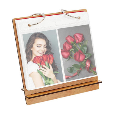OLYCRAFT 5.7x6 inch Photo Desk Album Wood Photo Frames Wooden Flip ...