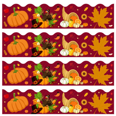 PETCEE 48 Thanksgiving Fall Bulletin Board Border for Classroom ...