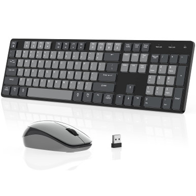 POWZAN Wireless Keyboard and Mouse, Ultra Slim Compact Full Size ...