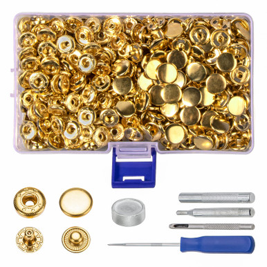 120sets Leather Snaps and Fasteners Kit, 12.5mm Gold Snap Fasteners Kit ...