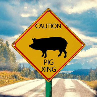 Caution Pig Metal Plaque Tin Sign Funny Pig Xing Metal Sign Iron ...