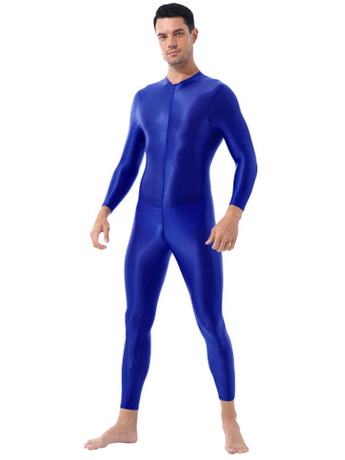 Shinsto Men's Glossy Long Sleeve Unitard Spandex Bodysuit Dance Leotard ...