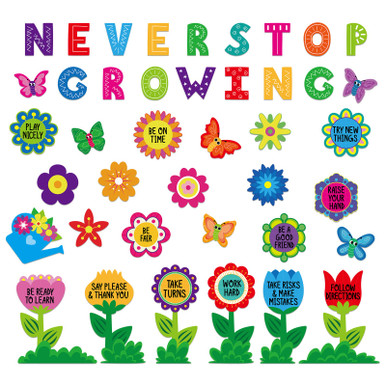 SICOHOME Spring Bulletin Board Decoration 66pcs Never Stop Growing ...