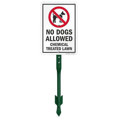 SmartSign 10 x 7 inch No Dogs Allowed Yard Sign, Chemical Treated Lawn ...