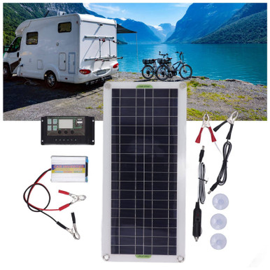 Solar Panel Kit, 12V 30W Portable Solar Panel Set with 220W Inverter ...