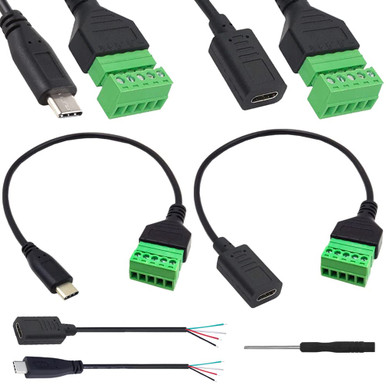 DKARDU USB C Screw Terminal Block Cable, Type C Male/Female to 5 Pin ...