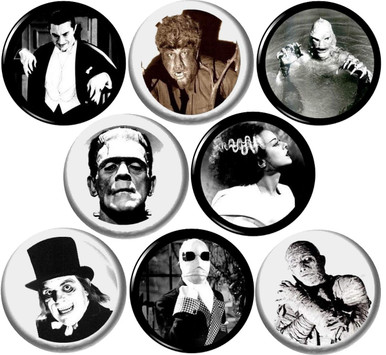 Universal Monsters set of 8 NEW 1" inch (25mm) pins buttons badges ...