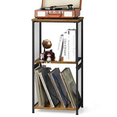 ETELI Tall Side Table 3 Tier Record Player Stand Table with Vinyl ...