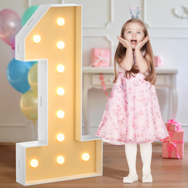 TROERBVY 4FT Marquee Light up Numbers, [Quick Assembly] Large Marquee ...