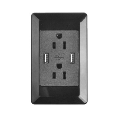 Black USB Outlets Receptacles,GreenCycle 1 Pack 15 Amp 4 in 1 ...